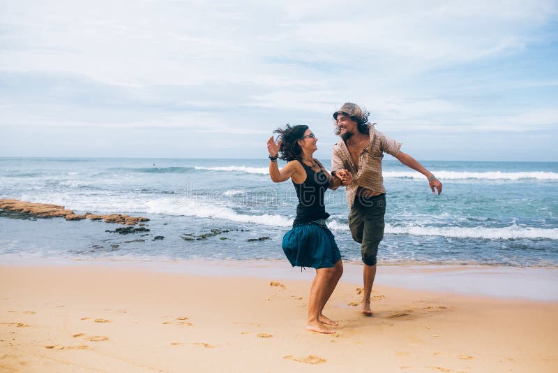 Guy and Girl Have Fun on the Beach Stock Photo - Image of boyfriend ...