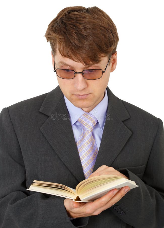 Guy with Glasses Reading Scientific Book Stock Photo - Image of color ...