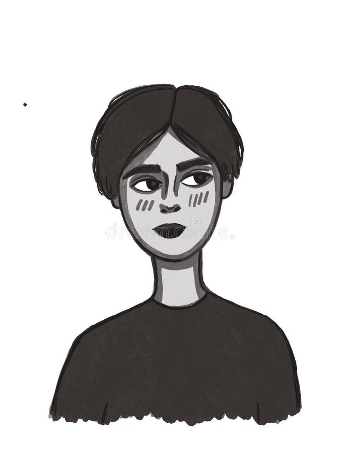 Guy Graphic Drawing in Black, Isolated on White Background Stock ...