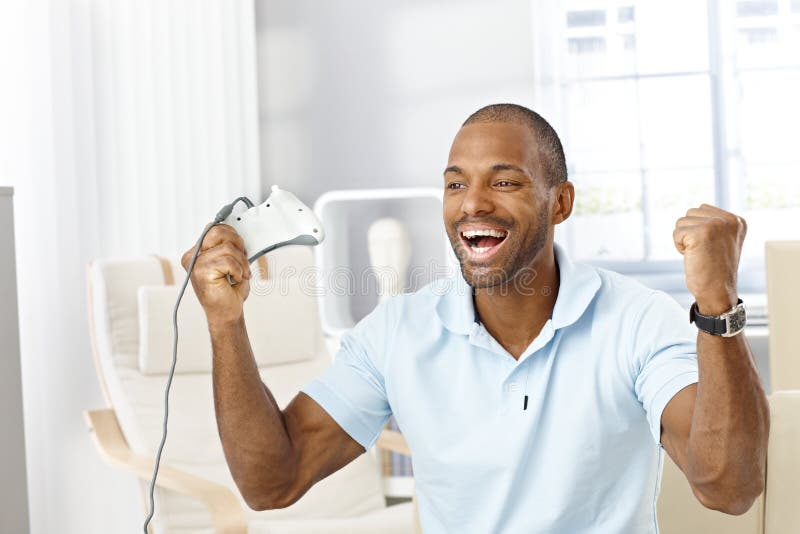 Guy Happy Winning Computer Game Stock Photo - Image of cheerful, games ...