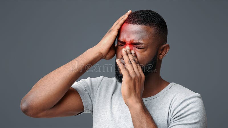 Guy Having Pain in Forehead and Nose, Suffering from Antritis Stock ...
