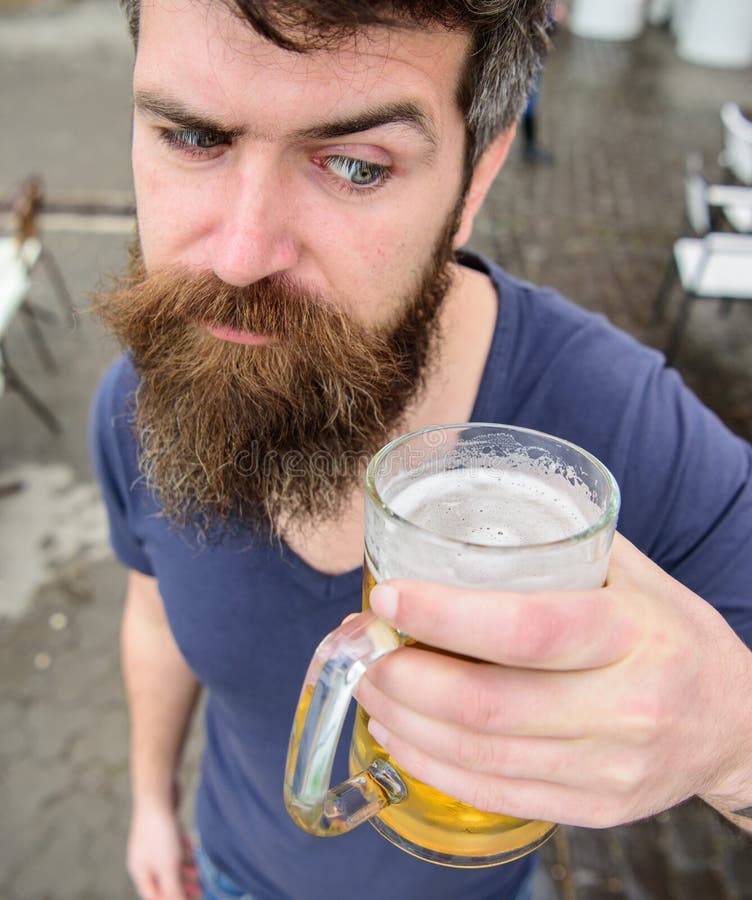 Guy Having Rest with Cold Draught Beer. Draught Beer Concept Stock ...