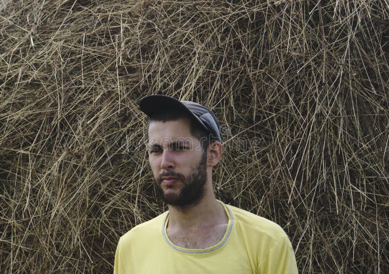 The Guy at the Haystack. Western Style. Stock Image - Image of natural ...