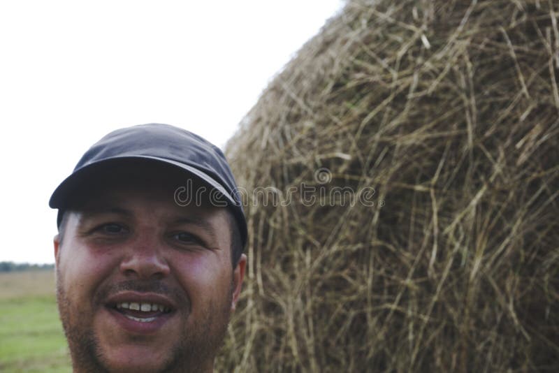 The Guy at the Haystack. Western Style. Stock Photo - Image of ...