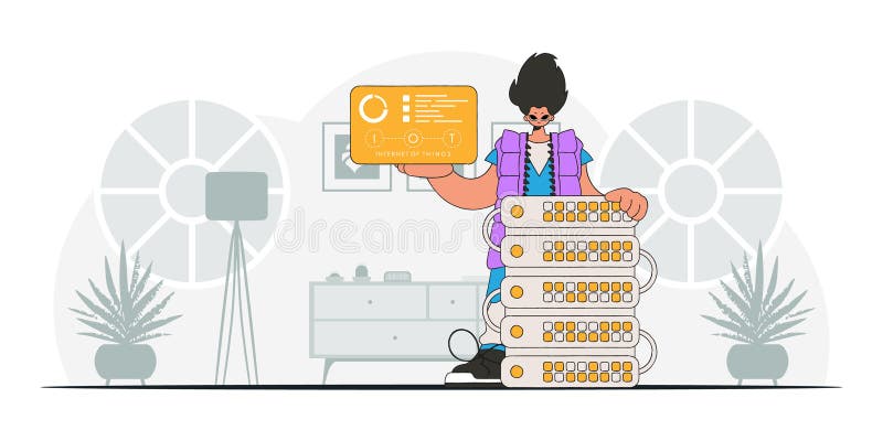 Guy Holding IoT Logo with Modern Vector Style Stock Vector ...