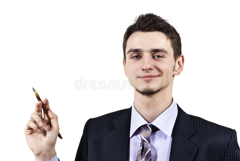 A guy holding a pen stock photo. Image of person, happy - 24099370