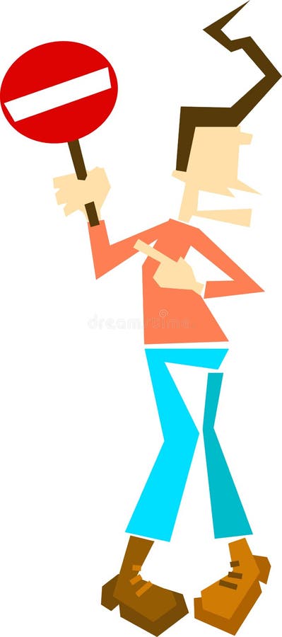 Guy holding traffic sign stock illustration. Illustration of priority ...