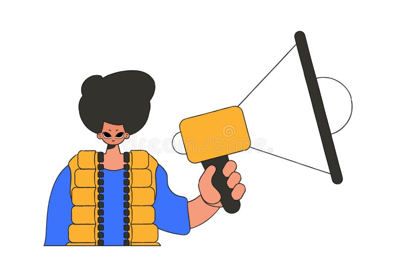 The Guy Holds a Megaphone in His Hands. Human Drawing. Stock ...
