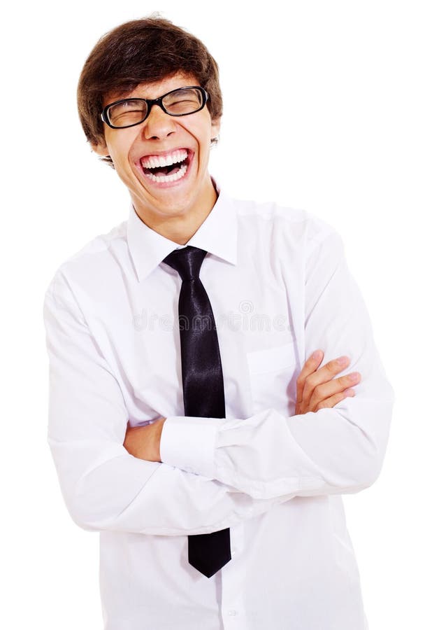 Loudly Laughing Guy Over White Stock Image Image Of Healthy