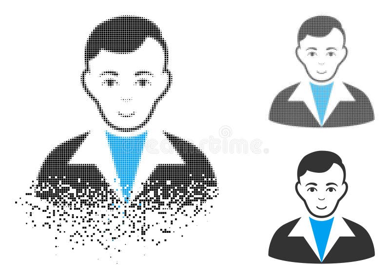Damaged Dotted Halftone Guy Icon with Face Stock Vector - Illustration ...