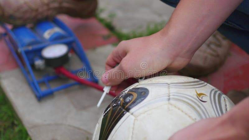 Ball Inflating Process with Air Pump Stock Video - Video of pump ...