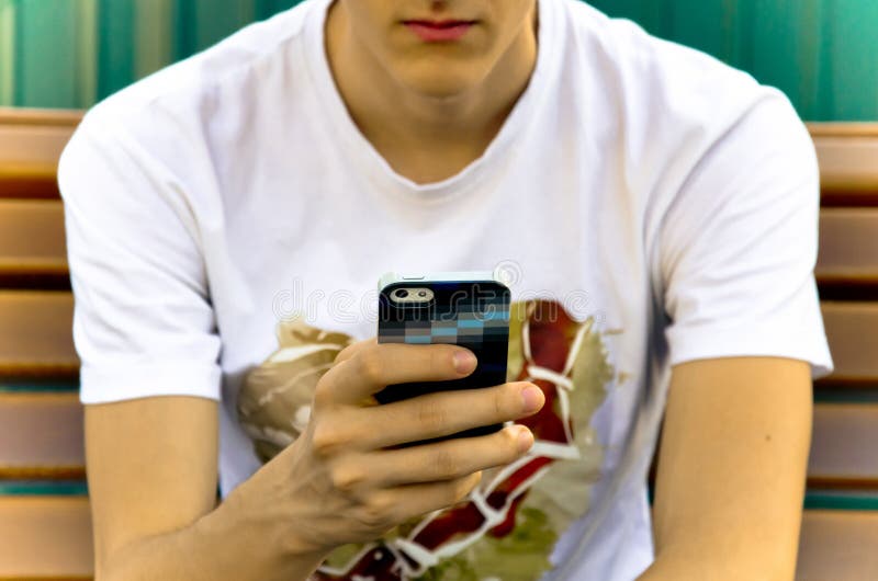 Guy with iPhone editorial image. Image of message, iphone - 59795555