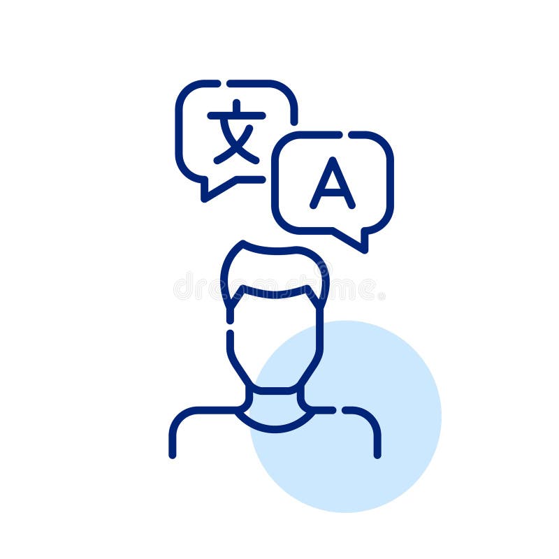 Guy and Language Translation Chat Messages. Pixel Perfect, Editable ...