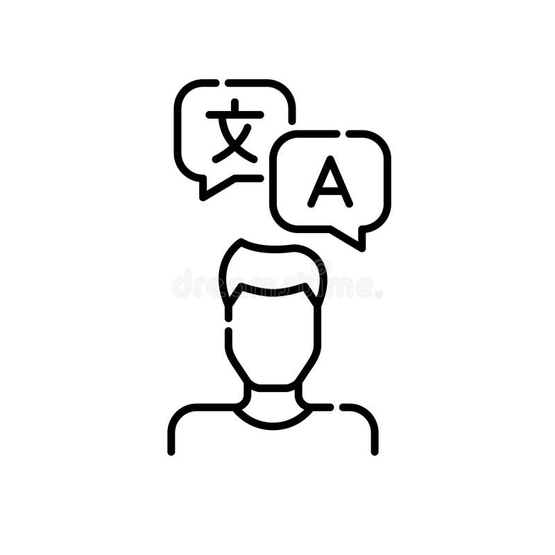 Guy and Language Translation Chat Messages. Pixel Perfect Icon Stock ...