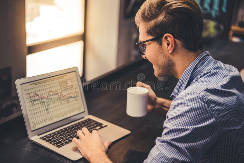 Guy in the library stock image. Image of bookshelf, connection - 85204743