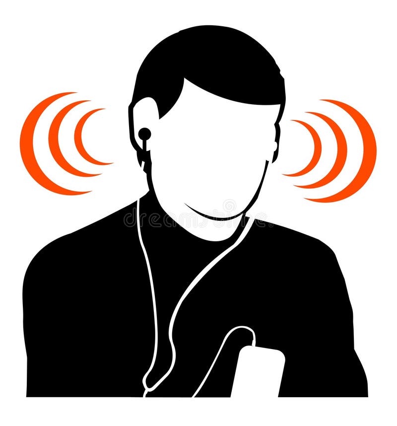 Man Listening To Music Earphone Headphone Cliparts Icons Stock Vector ...