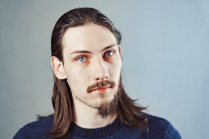 Man with a Beard on Half of the Face. Stock Photo - Image of good ...