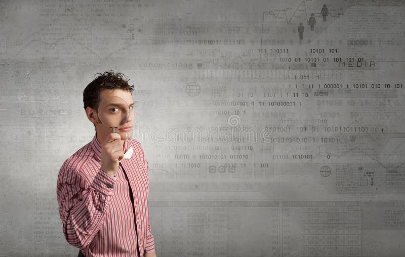 Guy Looking in Magnifying Glass Stock Photo - Image of optical, adult ...