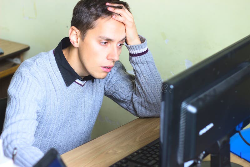 Old Guy at Computer and Grumpy Stock Photo - Image of father, retire ...