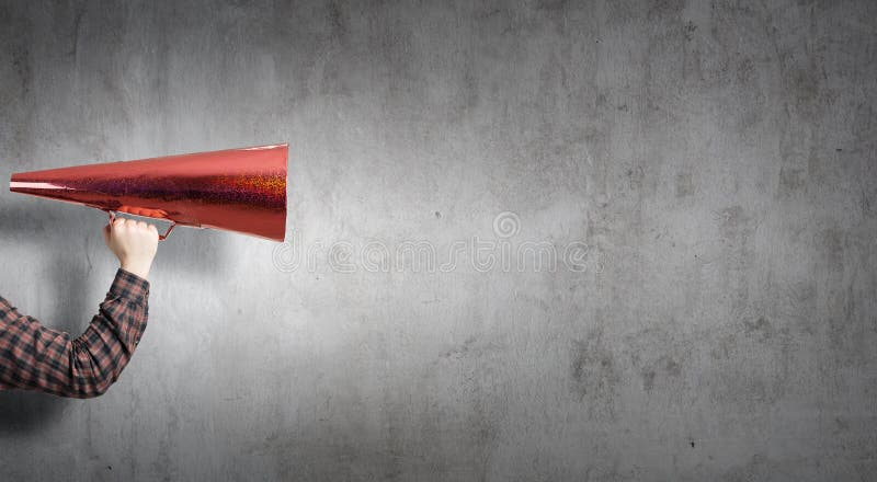 Guy Make Announcement in Trumpet Stock Photo - Image of management ...