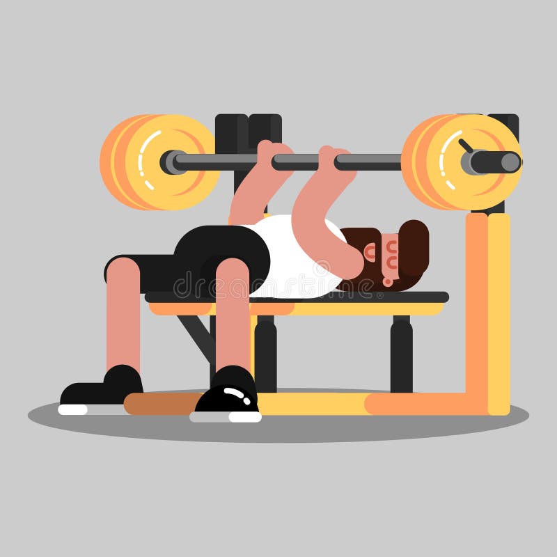 Guy makes the bench press stock vector. Illustration of athletic ...