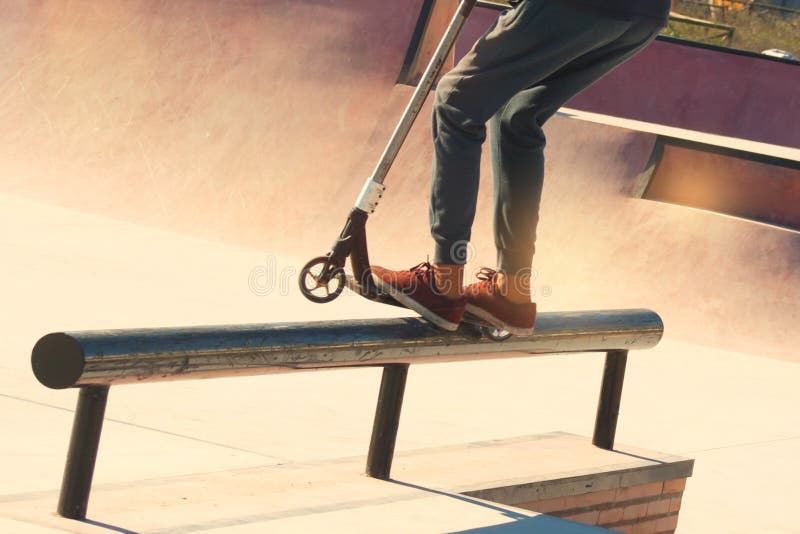 Jumping on the scooter stock photo. Image of extreme - 134201186