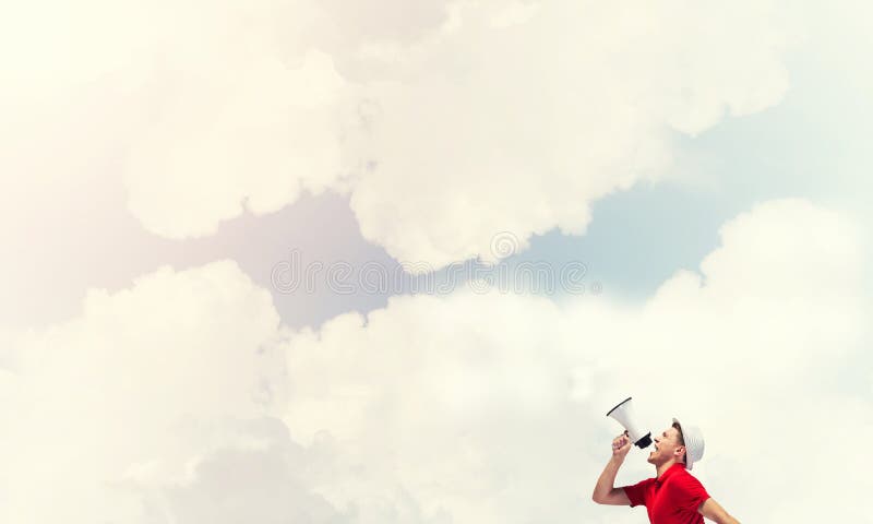 Guy making announcement stock image. Image of career - 83509147