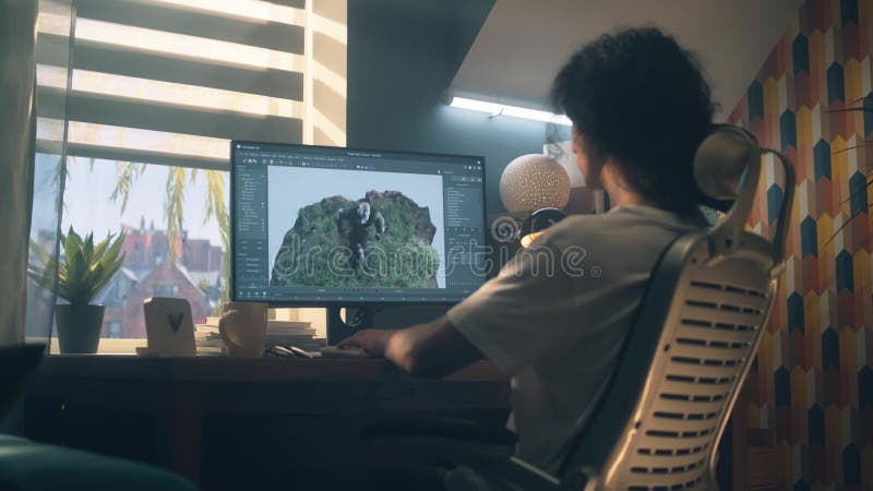 Guy Making 3D Animation for Video Game Stock Video - Video of screen ...