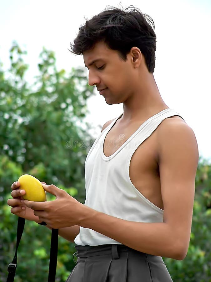 A Guy with Mango stock photo. Image of freshness, holding - 6735118