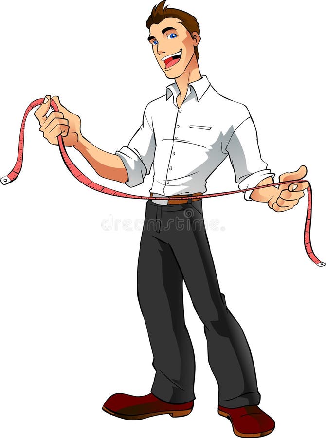 Guy with measure stock illustration. Illustration of cartoon - 48435179