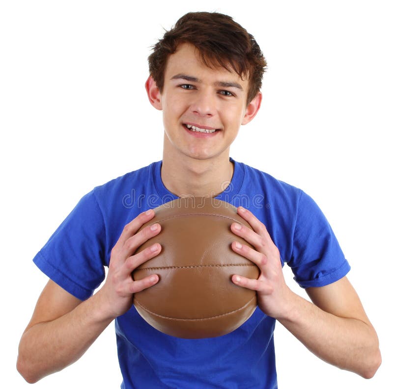 Handsome Fitness Man Holding Medicine Ball, Studio Shot. Stock Photo ...