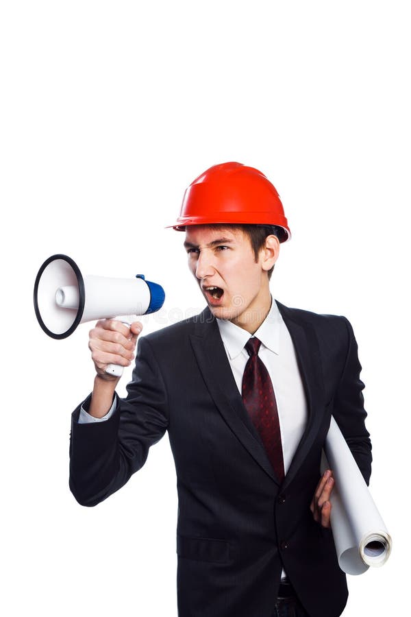 Man with megaphone stock image. Image of megaphone, holding - 51674283