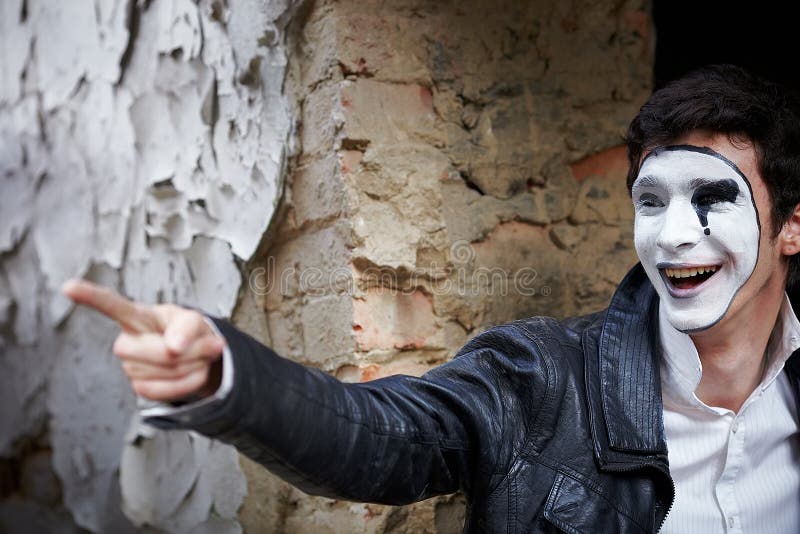 Guy Mime Against an Old Brick Wall. Stock Photo - Image of facial, mime ...
