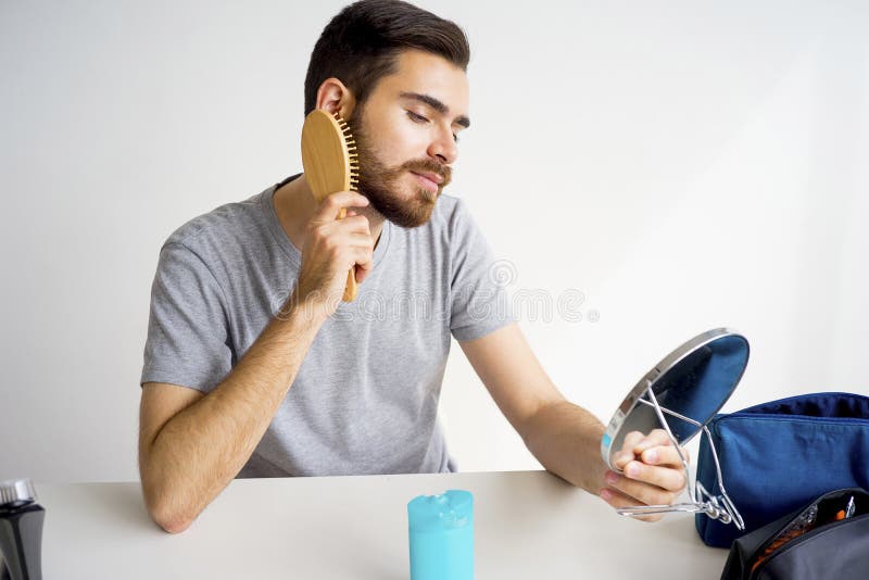 Guy morning hygiene stock photo. Image of care, cream - 100093242