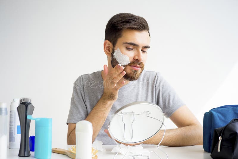 Guy morning hygiene stock image. Image of masculinity - 100093375