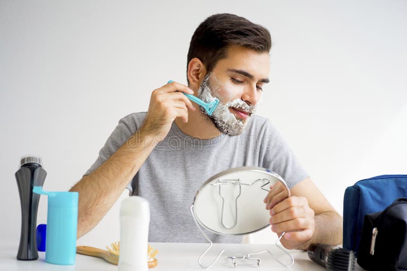 Guy morning hygiene stock photo. Image of sharp, clean - 100168090