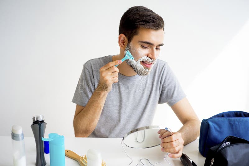 Guy morning hygiene stock photo. Image of masculinity - 100093328