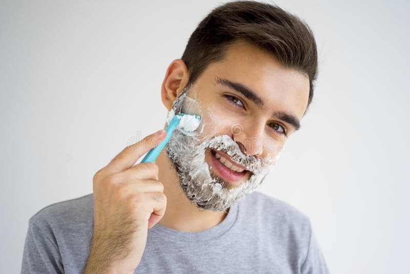 Guy morning hygiene stock image. Image of blade, healthy - 100168257