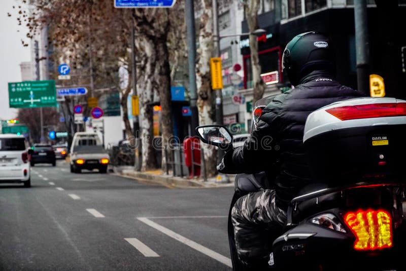 Guy on a Motorcycle in Korea Editorial Stock Image - Image of cycle ...