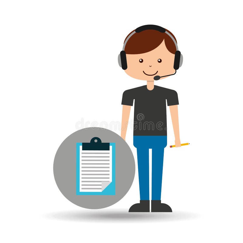 Guy Operator Help Service Clipboard Stock Vector - Illustration of ...
