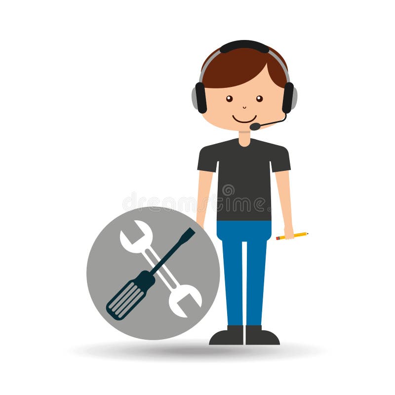 Guy Operator Help Service Technical Support Stock Vector - Illustration ...
