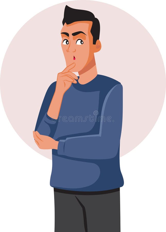 Pensive Man Feeling Puzzled and in Doubt Vector Character Stock ...