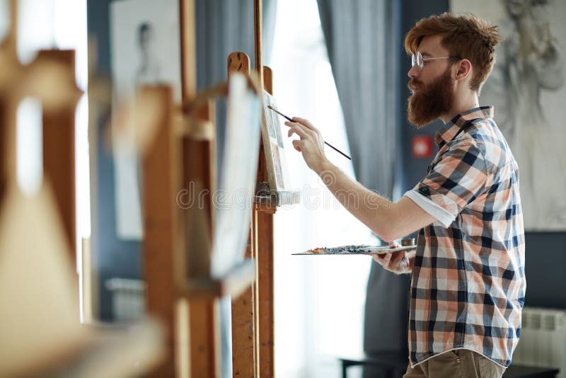Guy painting stock image. Image of creativity, concentration - 89454175