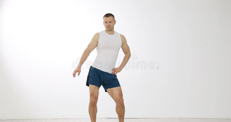 Guy Performing Energetic Smooth Dance in White Studio Stock Footage ...