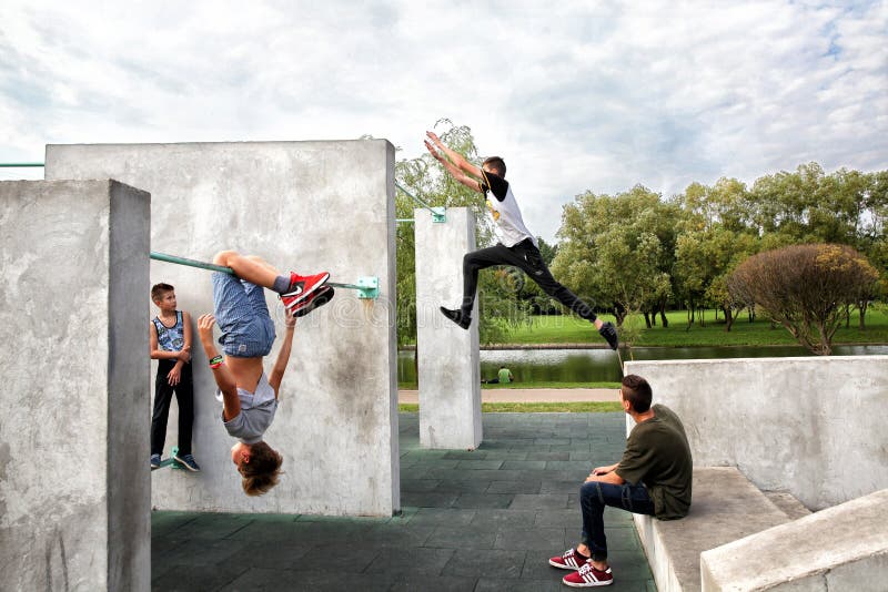 Jump parkour stock image. Image of teenager, outside, body - 2336739