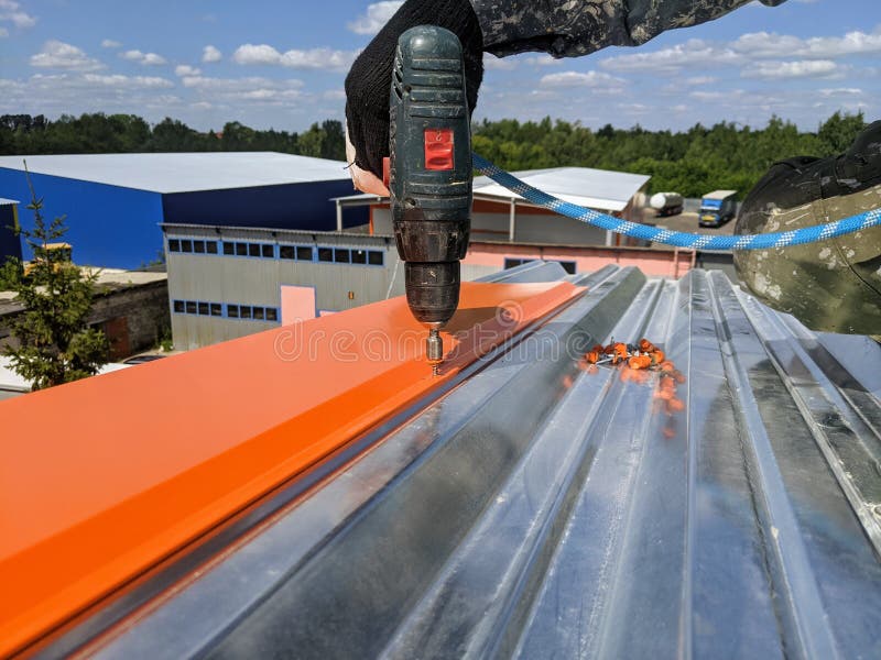 Roofing Work with Flex Roof Stock Image - Image of roofer, flex: 31276339