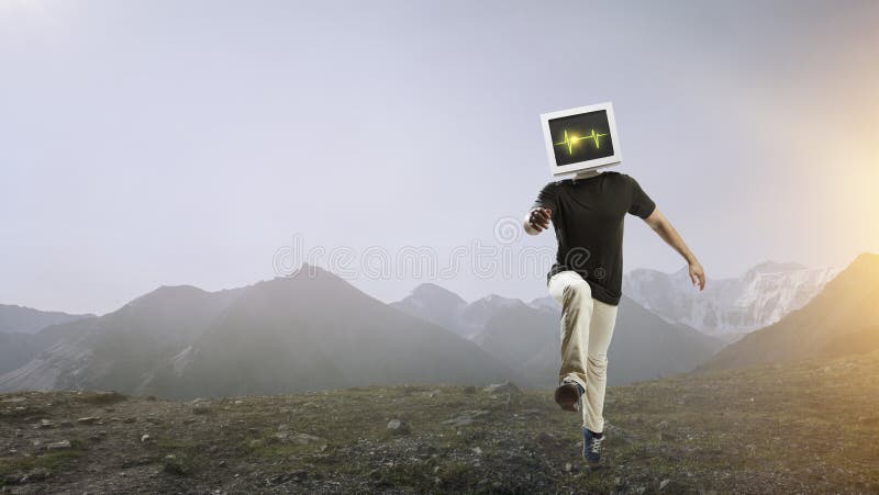 Monitor Headed Man. Mixed Media Stock Photo - Image of addiction ...