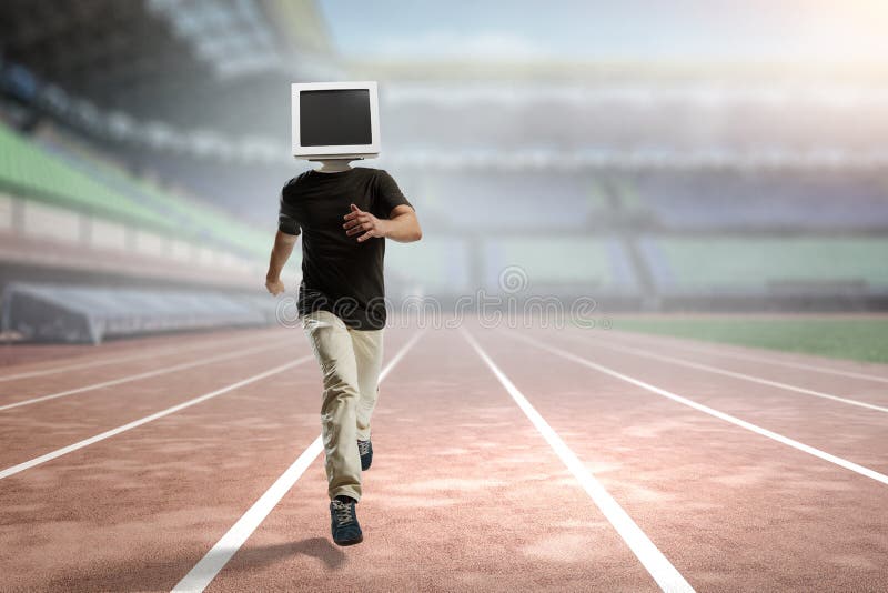 Monitor Headed Man. Mixed Media Stock Photo - Image of addiction ...