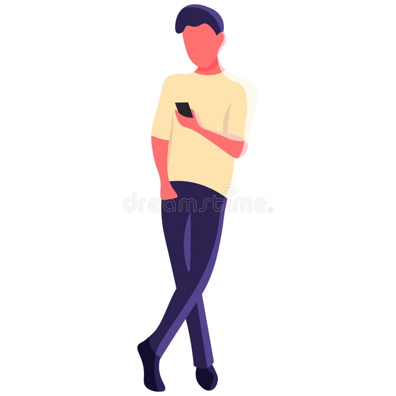 Guy with Phone on a White Background. Vector Illustration Stock ...