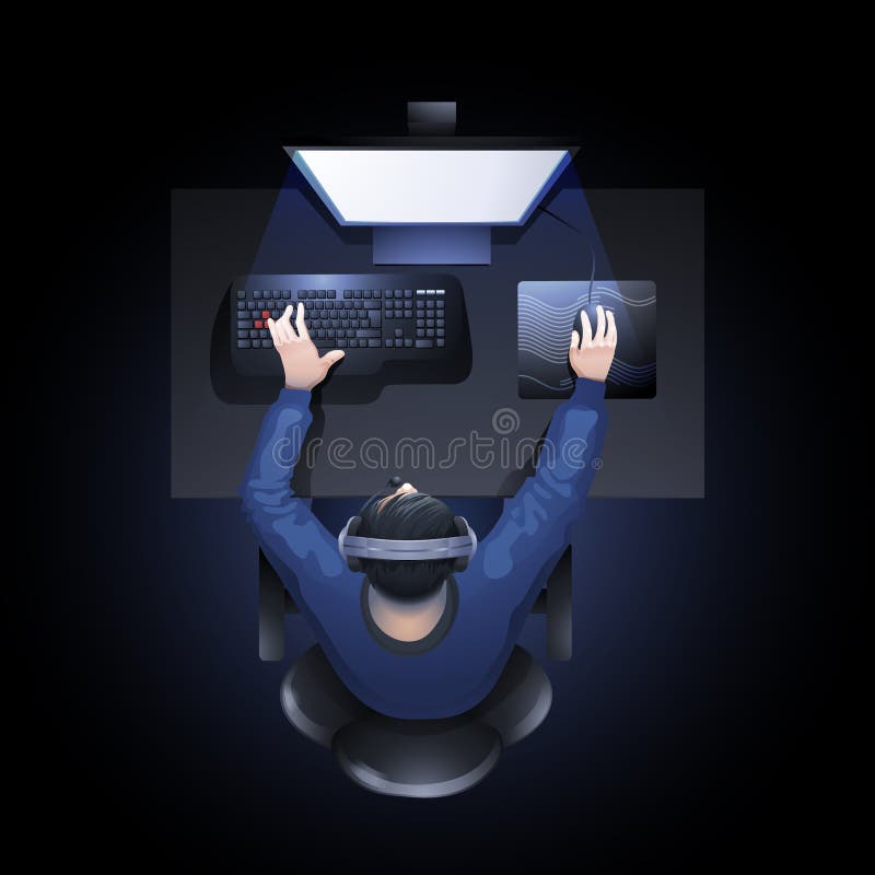 Guy playing the computer stock vector. Illustration of games - 78713428